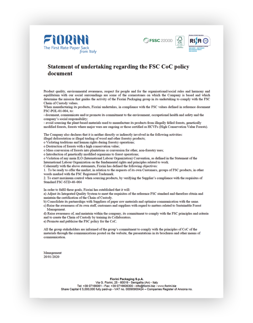 Company policy | Fiorini Packaging