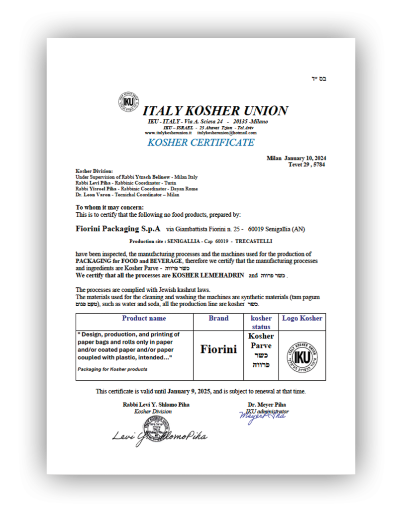 Certifications | Fiorini Packaging